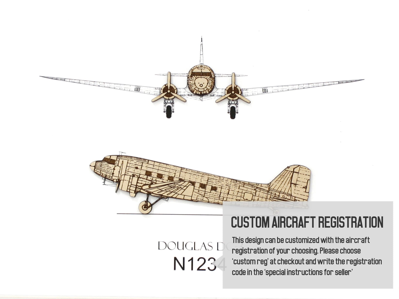 Douglas DC-3 Aviation Art | Laser Cut Wood Gifts – Simply Cut Art
