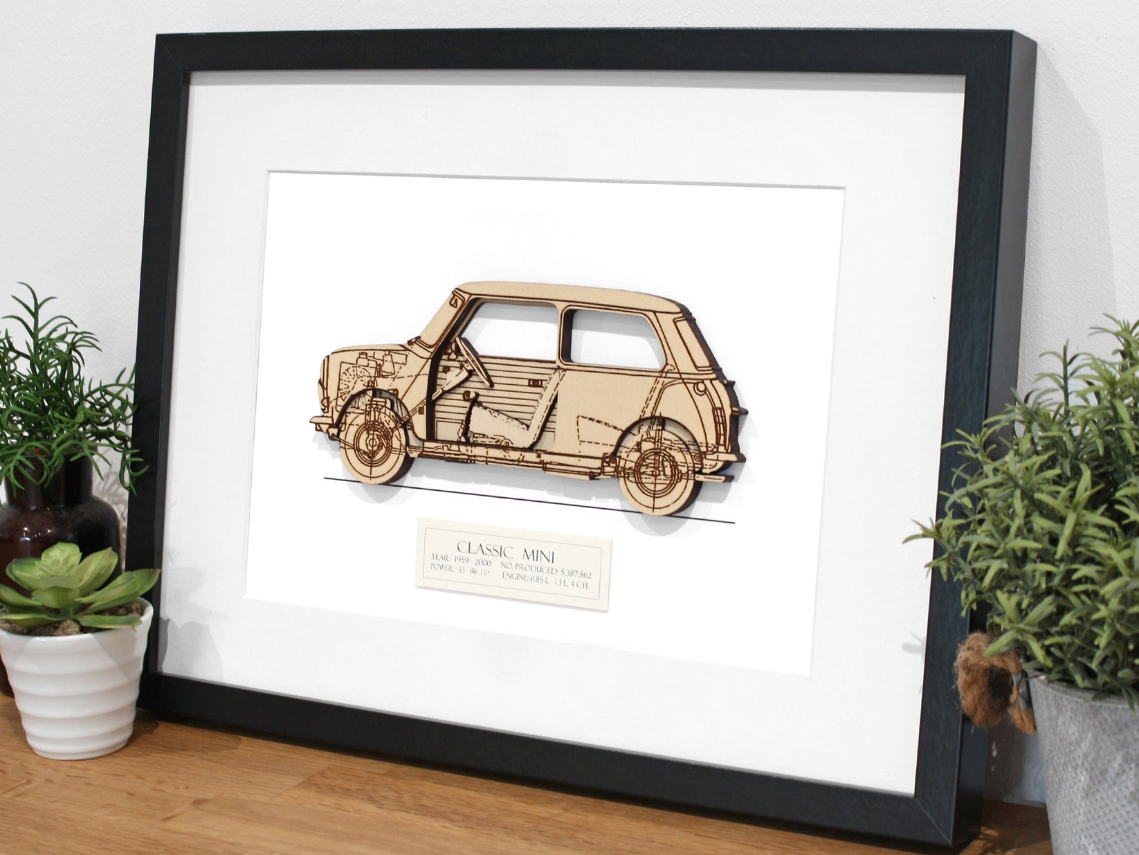 Classic Mini Blueprint Art | Mini Cooper Gifts | Laser Cut Wood ...