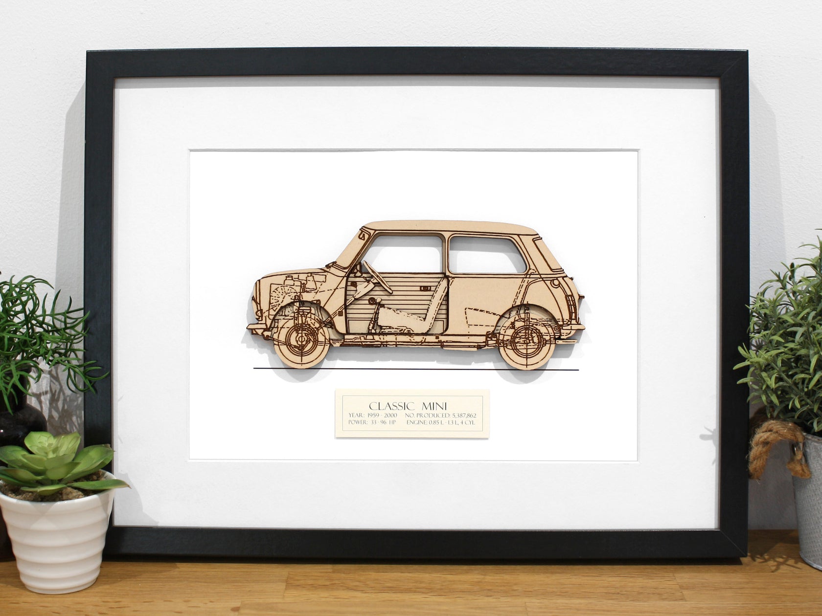 Classic Mini Blueprint Art | Mini Cooper Gifts | Laser Cut Wood ...