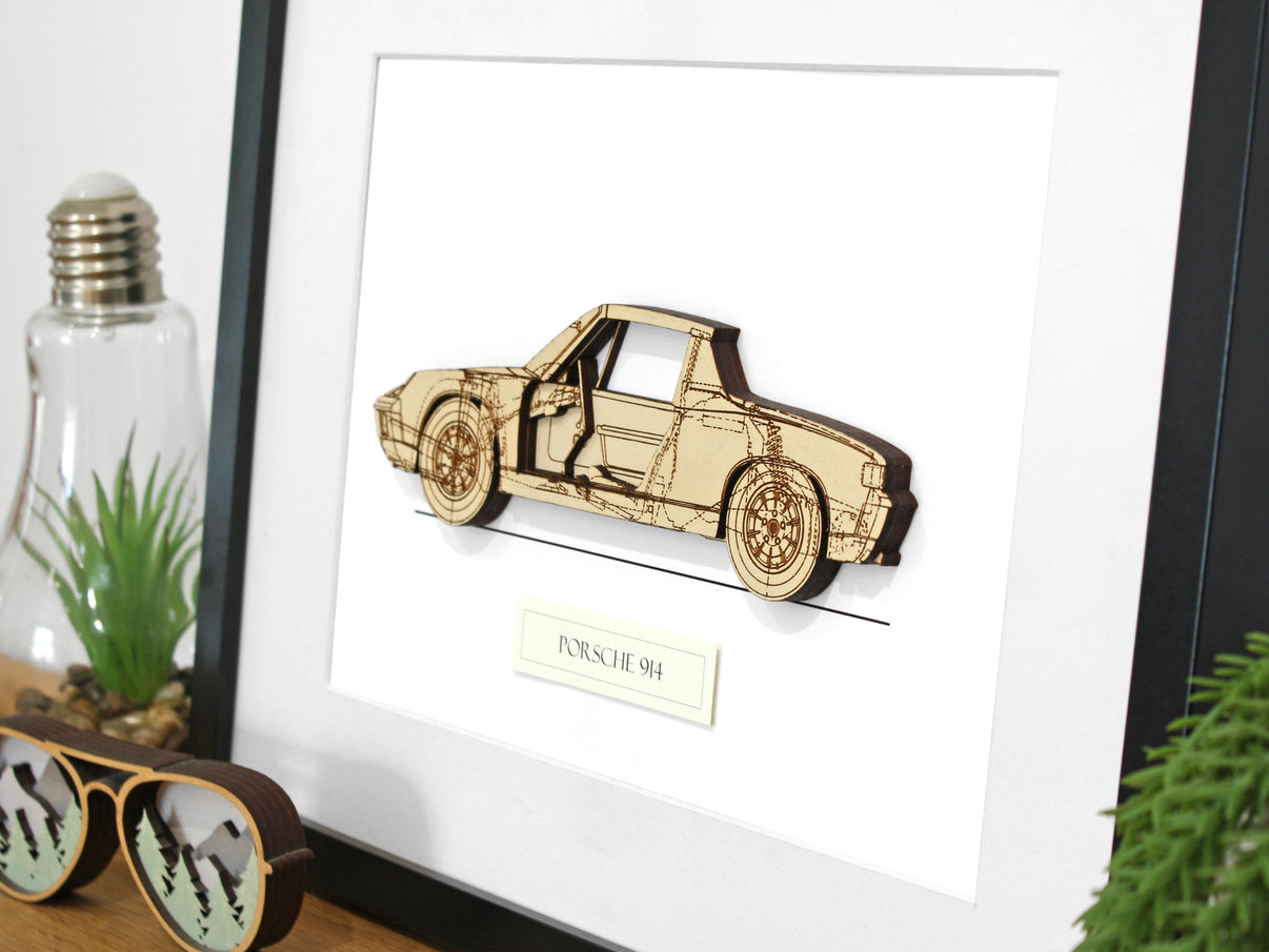 Porsche 914 Art | Porsche 914 Blueprint | Laser Cut Wood Gifts & Art ...