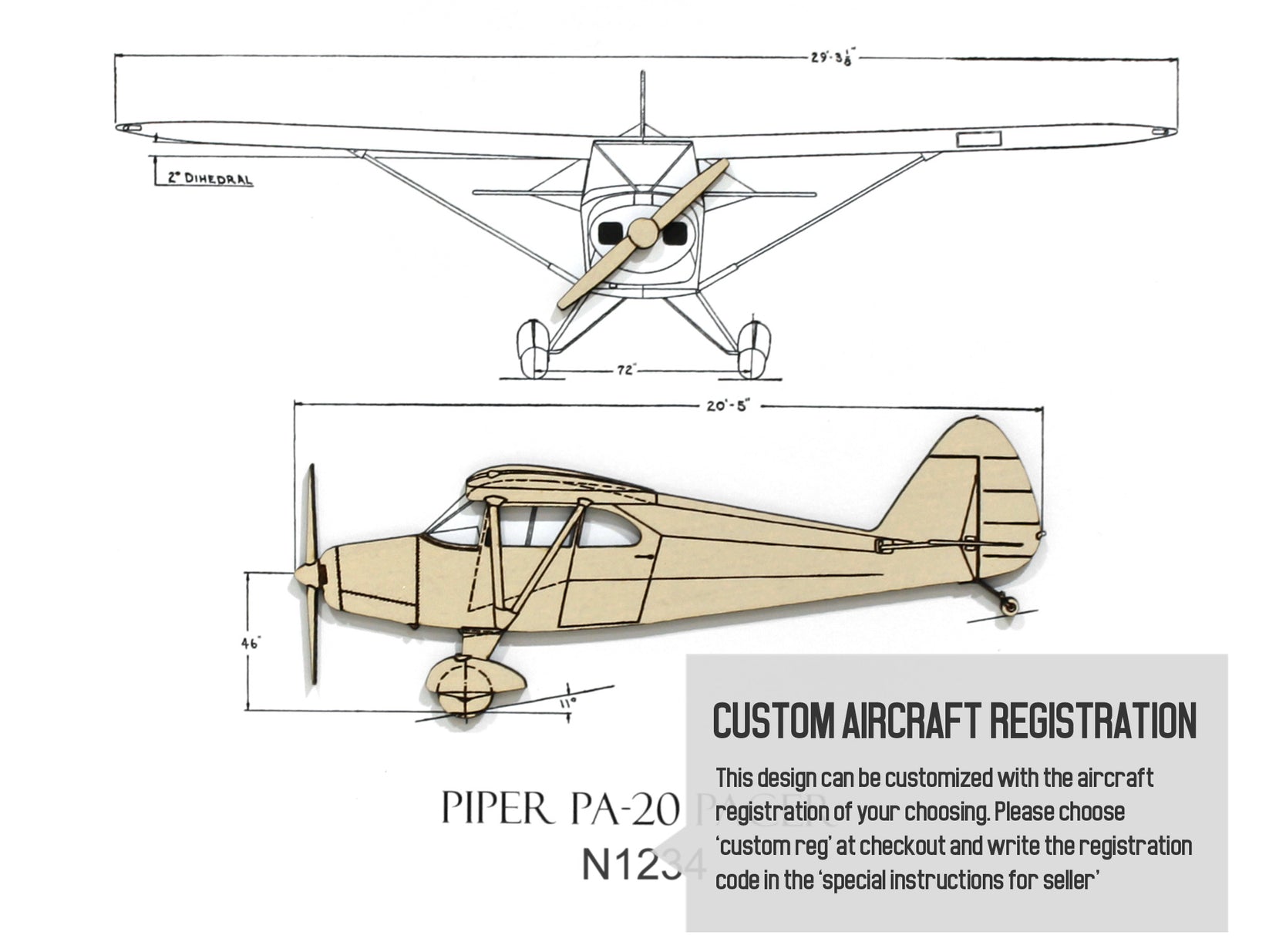 Piper PA-20 Pacer | Aviation Art | Laser Cut Gifts & Art – Simply Cut Art