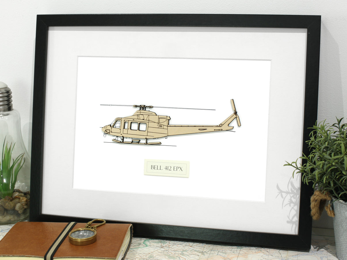Bell 412 EPX Helicopter Art | Laser Cut Wood Aviation Gifts – Simply ...