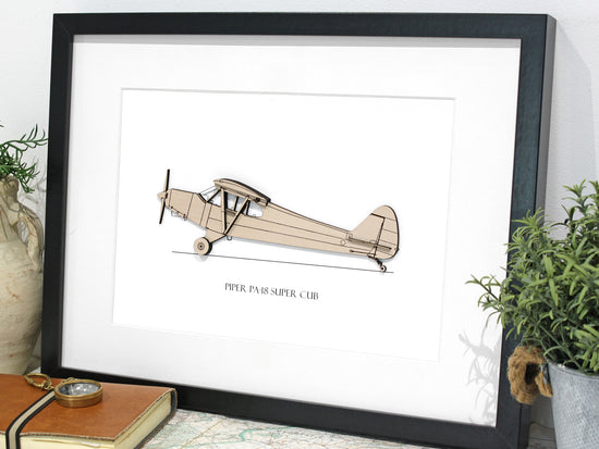 Piper PA-18 Super Cub Aviation Art | Laser Cut Gifts & Art – Simply Cut Art