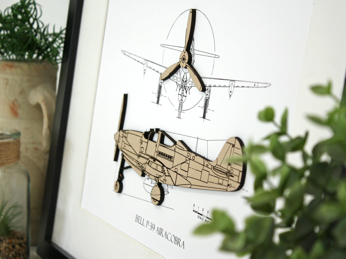 Bell P-39 Airacobra Blueprint Art | Aviation Decor | Laser Cut Wood ...