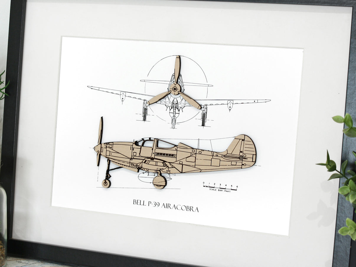 Bell P-39 Airacobra Blueprint Art | Aviation Decor | Laser Cut Wood ...