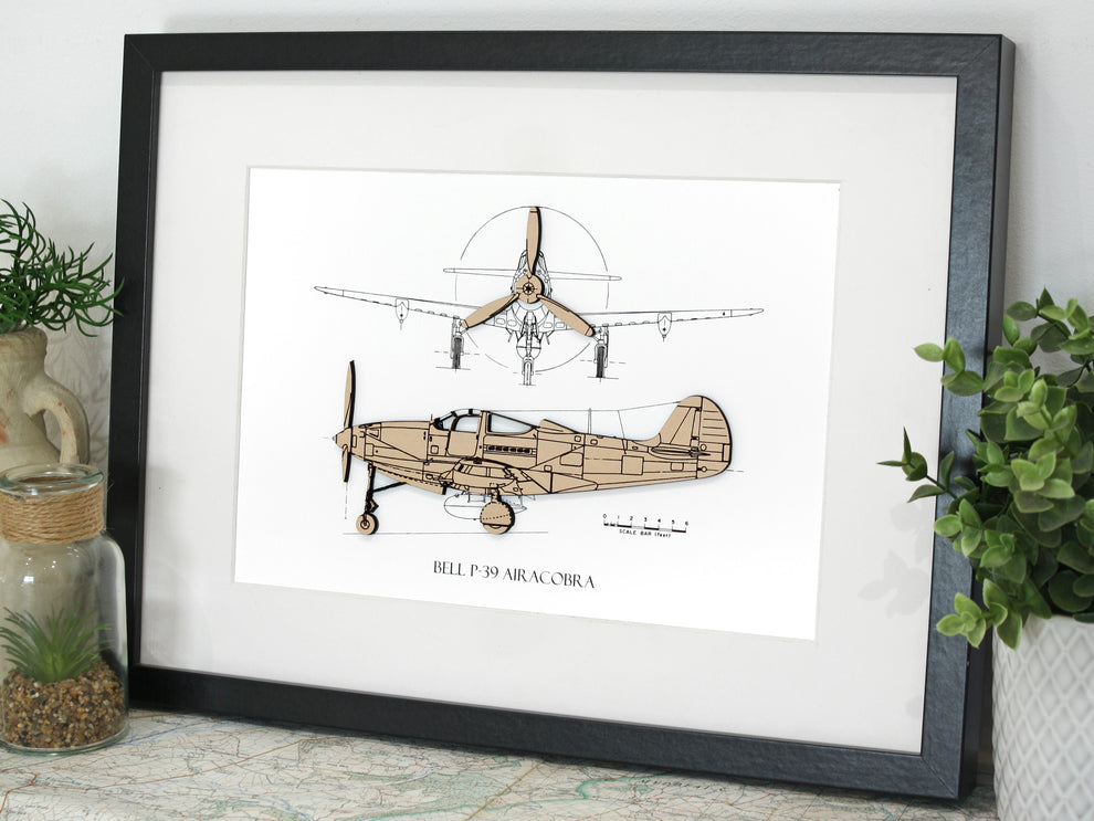 Bell P-39 Airacobra Blueprint Art | Aviation Decor | Laser Cut Wood ...