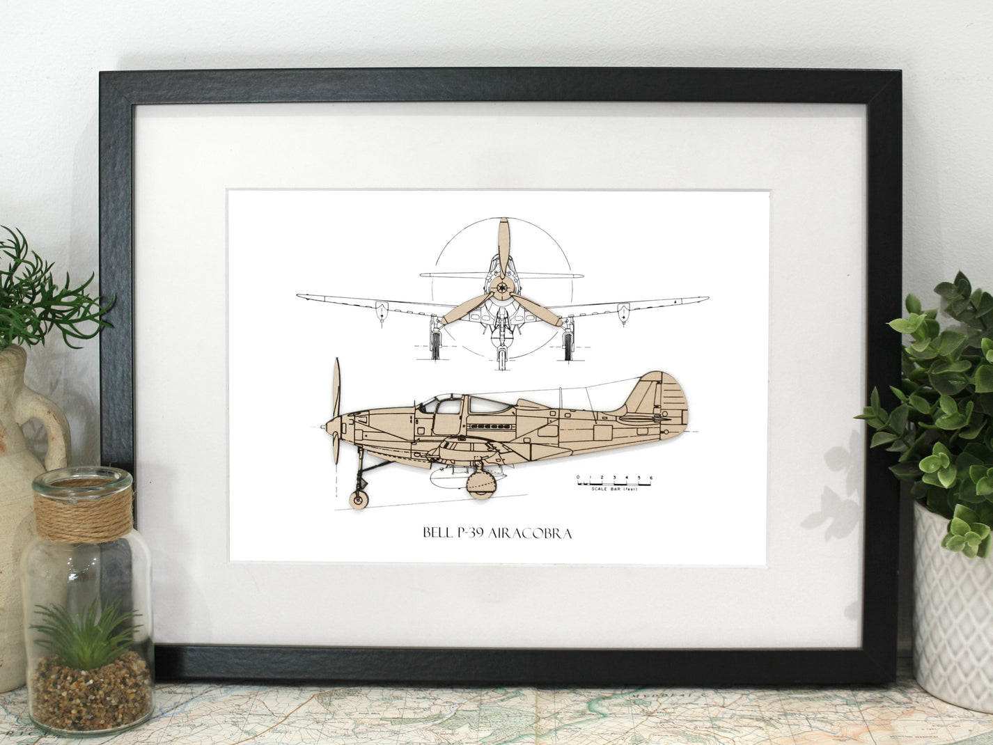 Bell P-39 Airacobra Blueprint Art | Aviation Decor | Laser Cut Wood ...