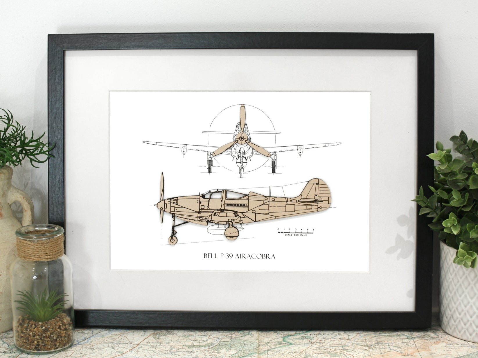 Bell P-39 Airacobra Blueprint Art | Aviation Decor | Laser Cut Wood ...