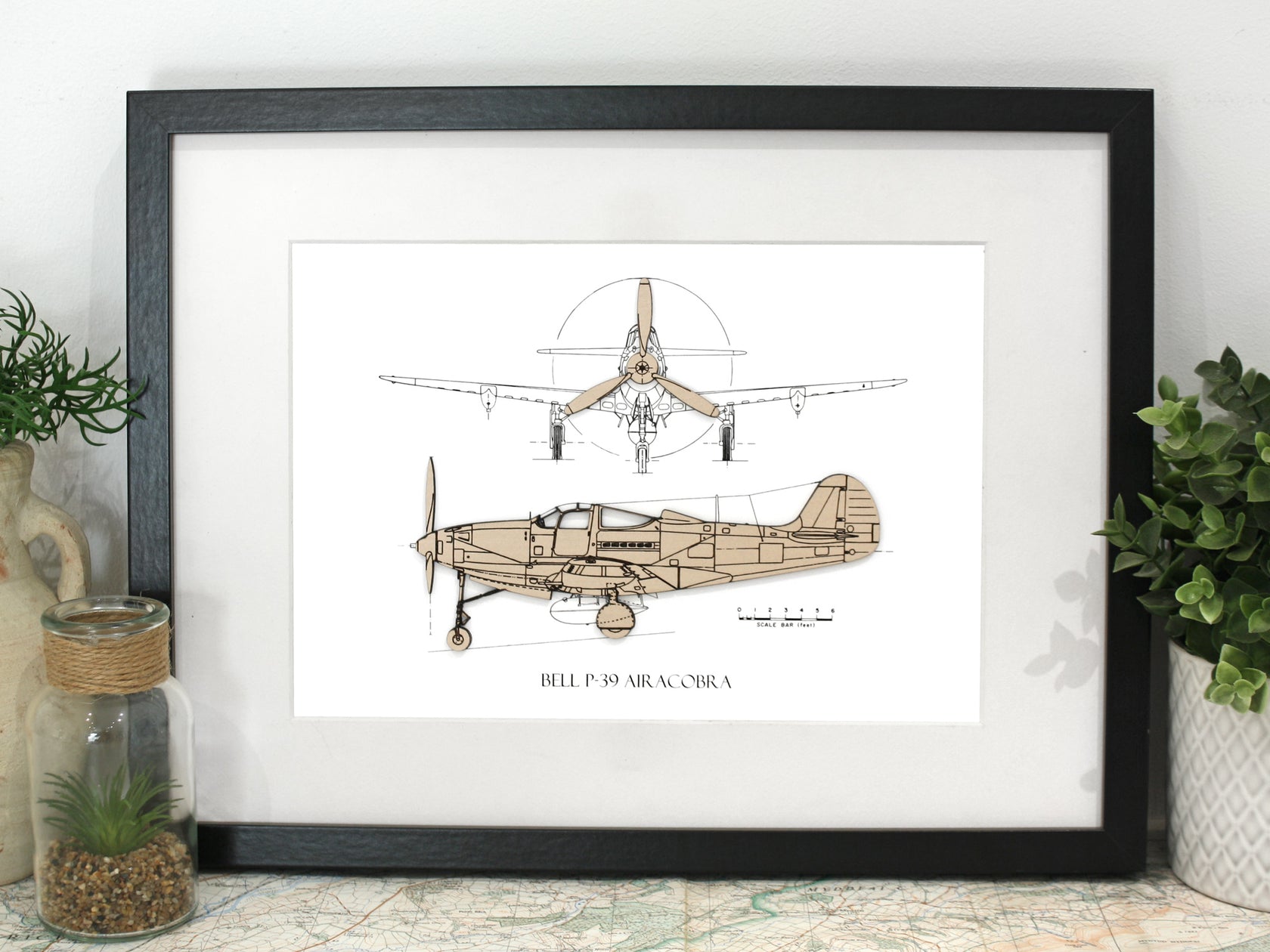 Bell P-39 Airacobra Blueprint Art | Aviation Decor | Laser Cut Wood ...