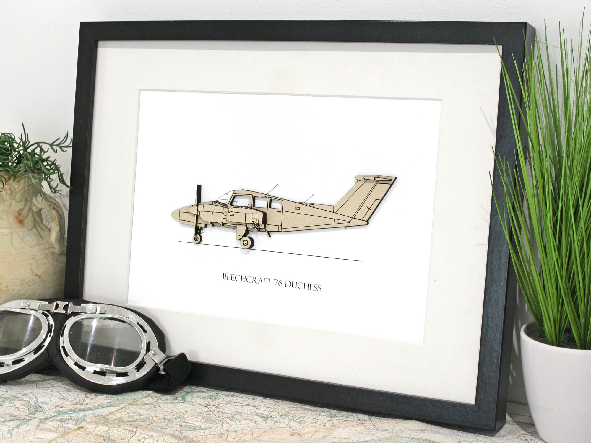 Beechcraft 76 Duchess Aviation Art | Laser Cut Wood Gifts – Simply Cut Art