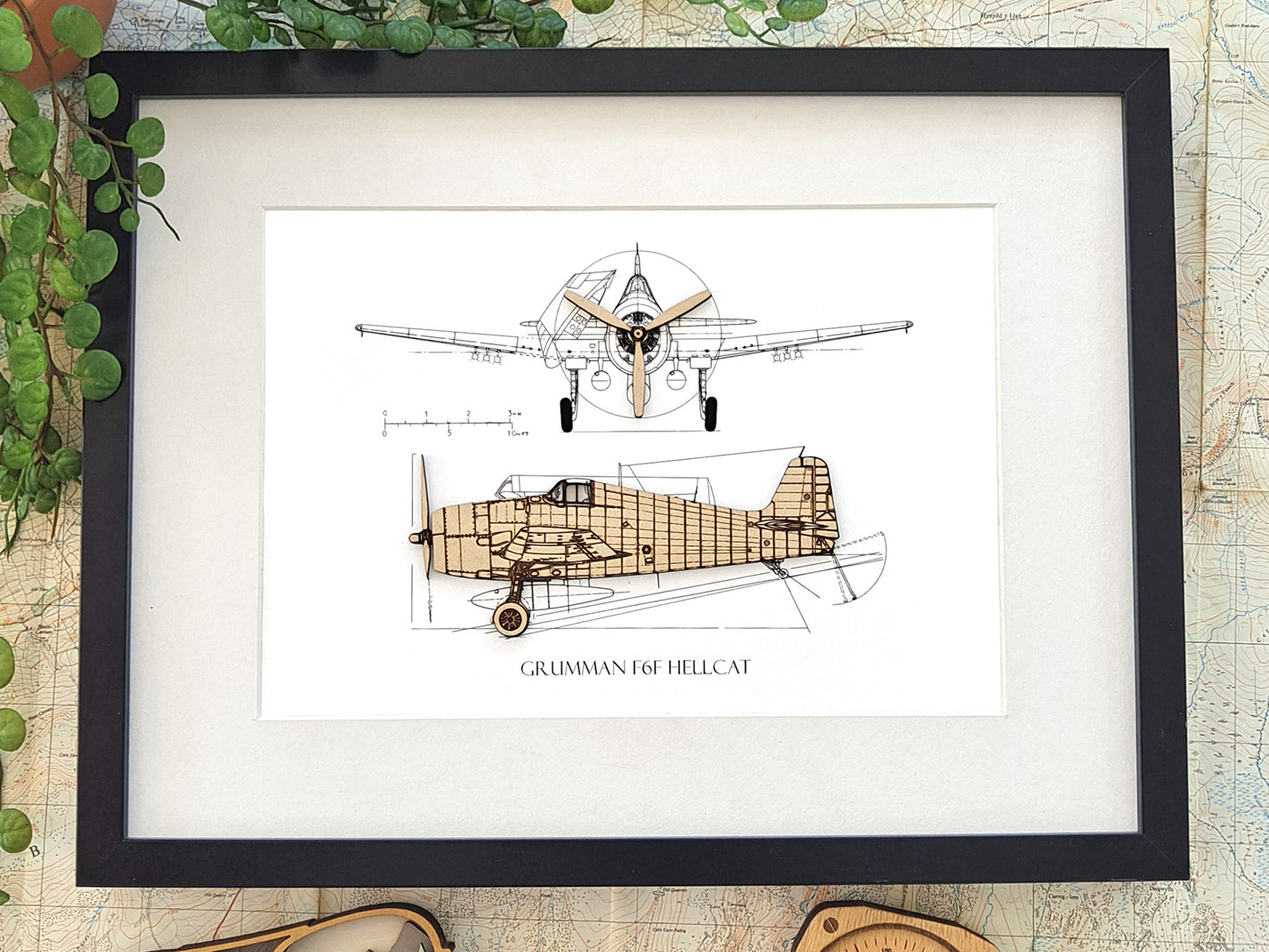 Grumman F6F Hellcat Blueprint Art | Aviation Gift | Laser Cut Wood ...