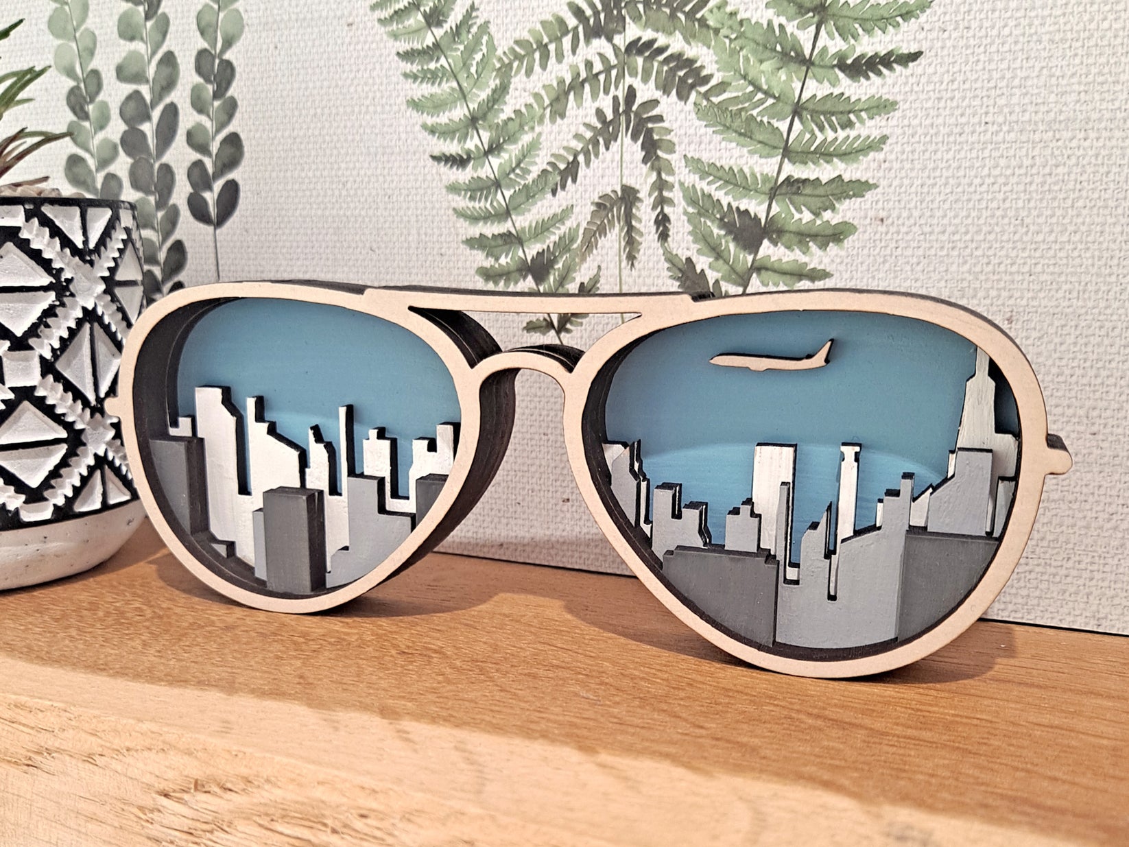 Custom Aviator Sunglasses Art (City) | Aviation Decor | Pilot Gifts ...