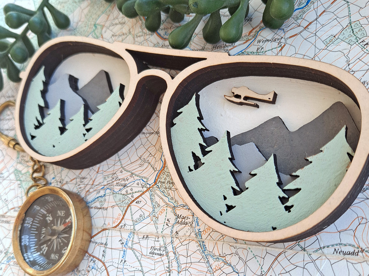 Custom Aviator Sunglasses Art (Mountain) | Aviation Art | Pilot Gift ...