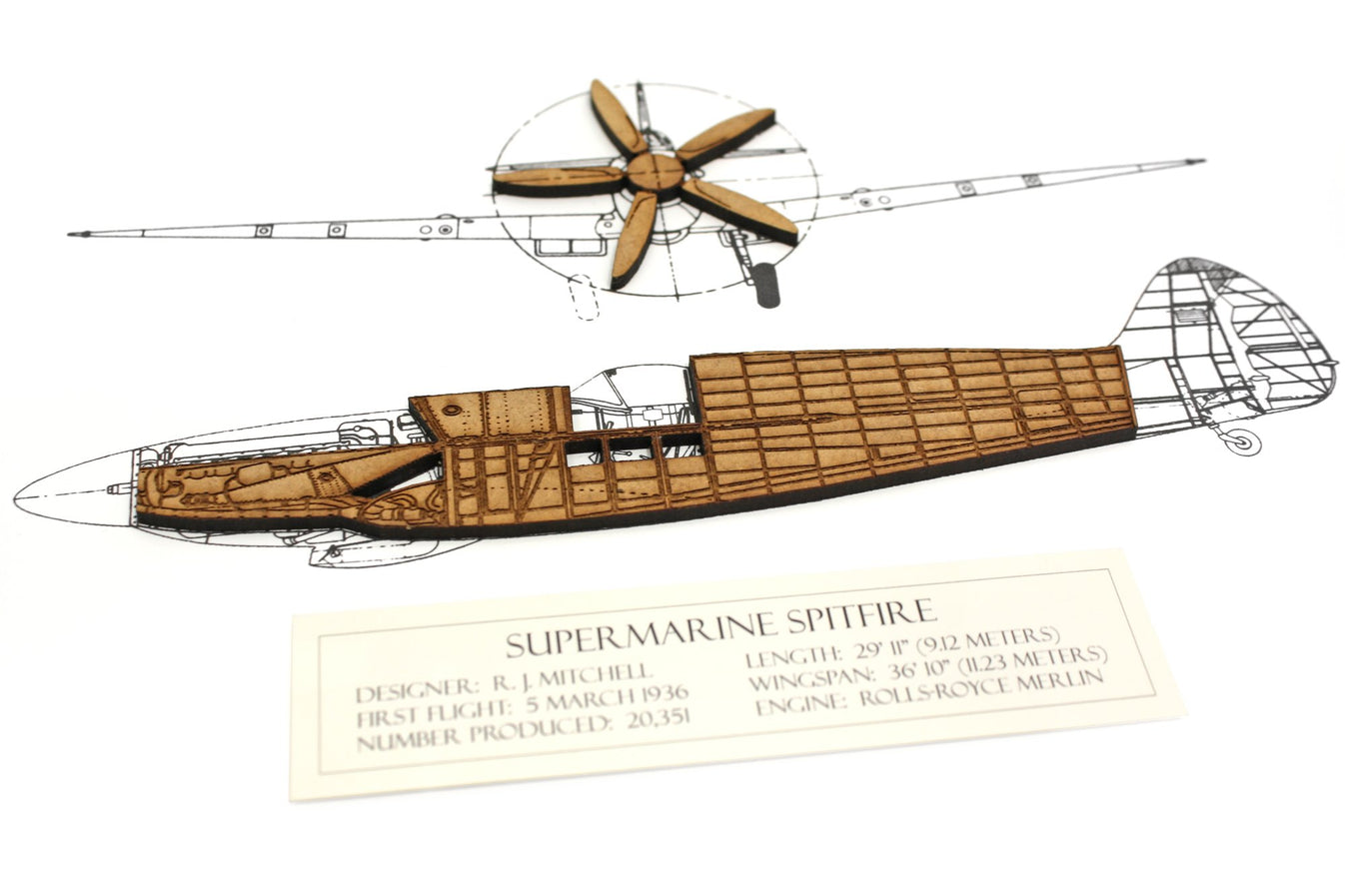 Spitfire Blueprint Art | Aviation Art | Laser Cut Wood Gifts & Art ...