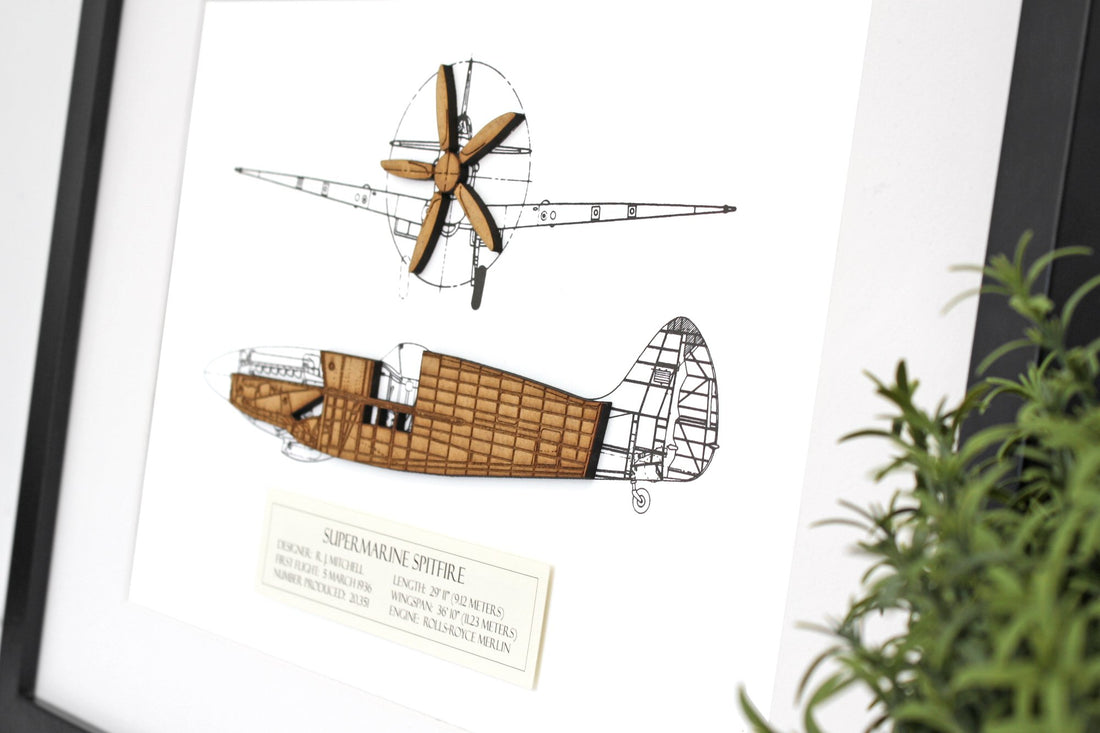 Spitfire Blueprint Art | Aviation Art | Laser Cut Wood Gifts & Art ...