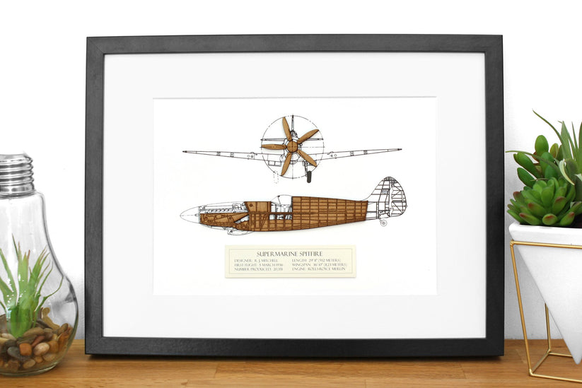 Spitfire Blueprint Art | Aviation Art | Laser Cut Wood Gifts & Art ...