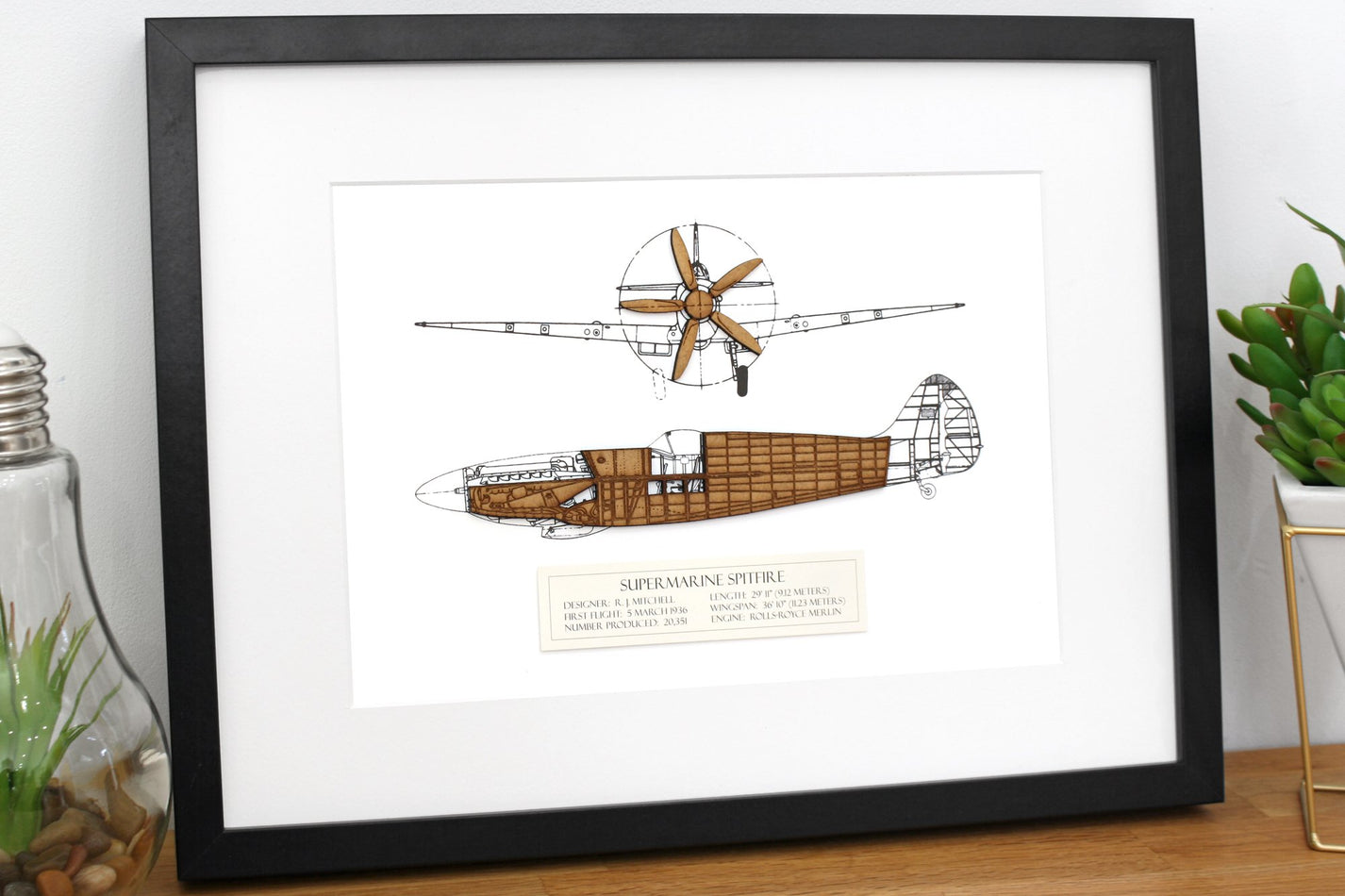 Spitfire Blueprint Art | Aviation Art | Laser Cut Wood Gifts & Art ...