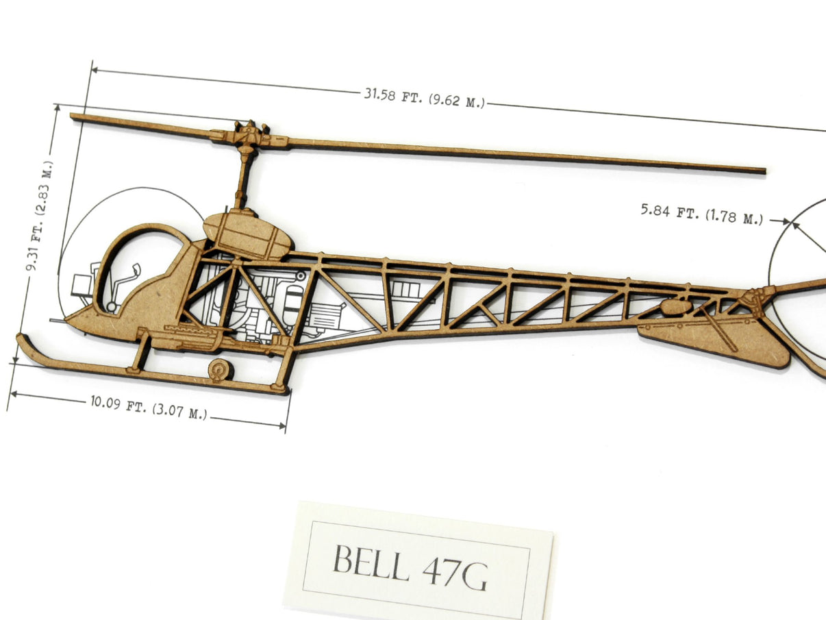 Bell 47G Helicopter Art | Blueprint | Laser Cut Wood Gifts & Art ...