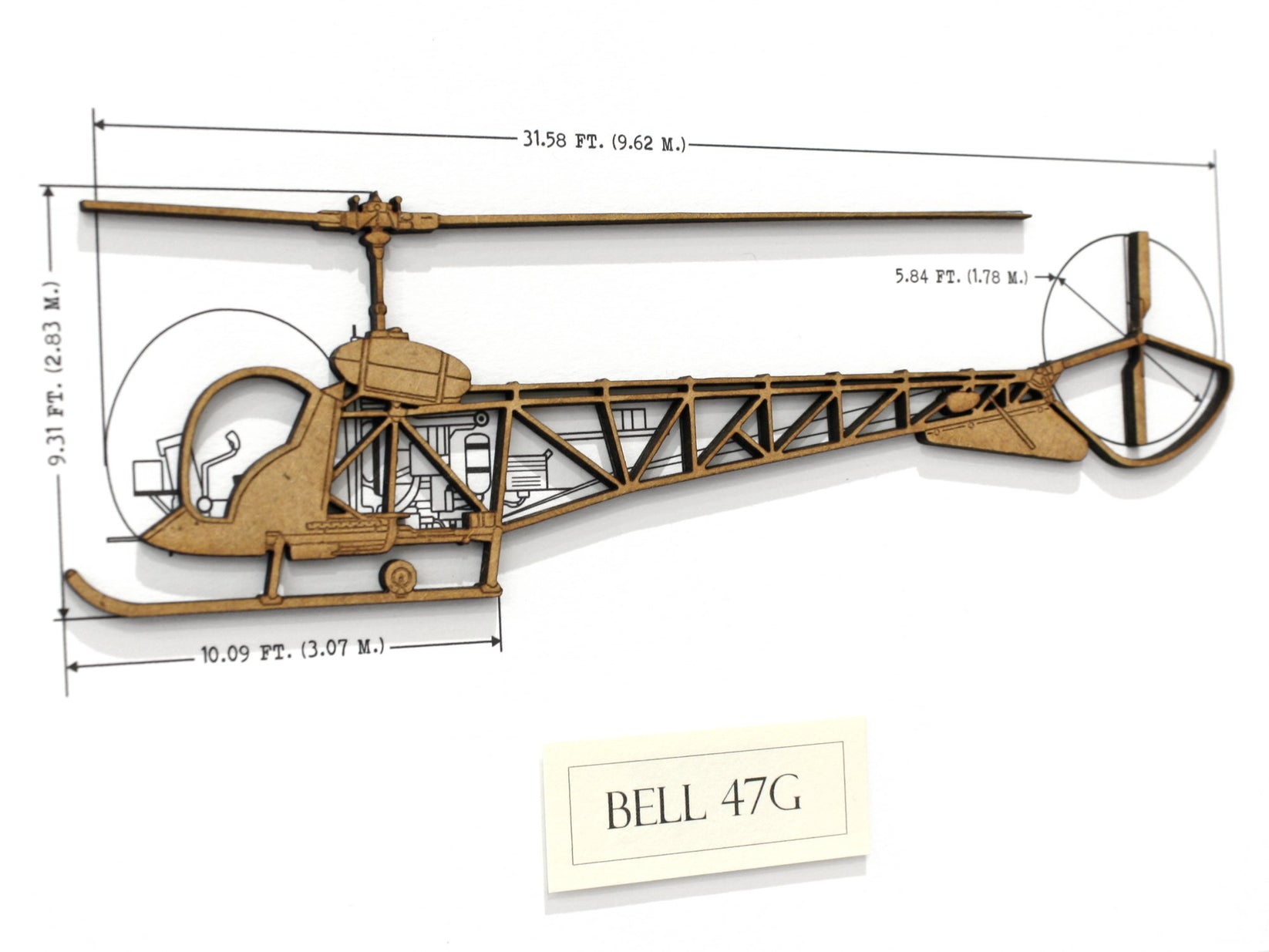 Bell 47G Helicopter Art | Blueprint | Laser Cut Wood Gifts & Art ...