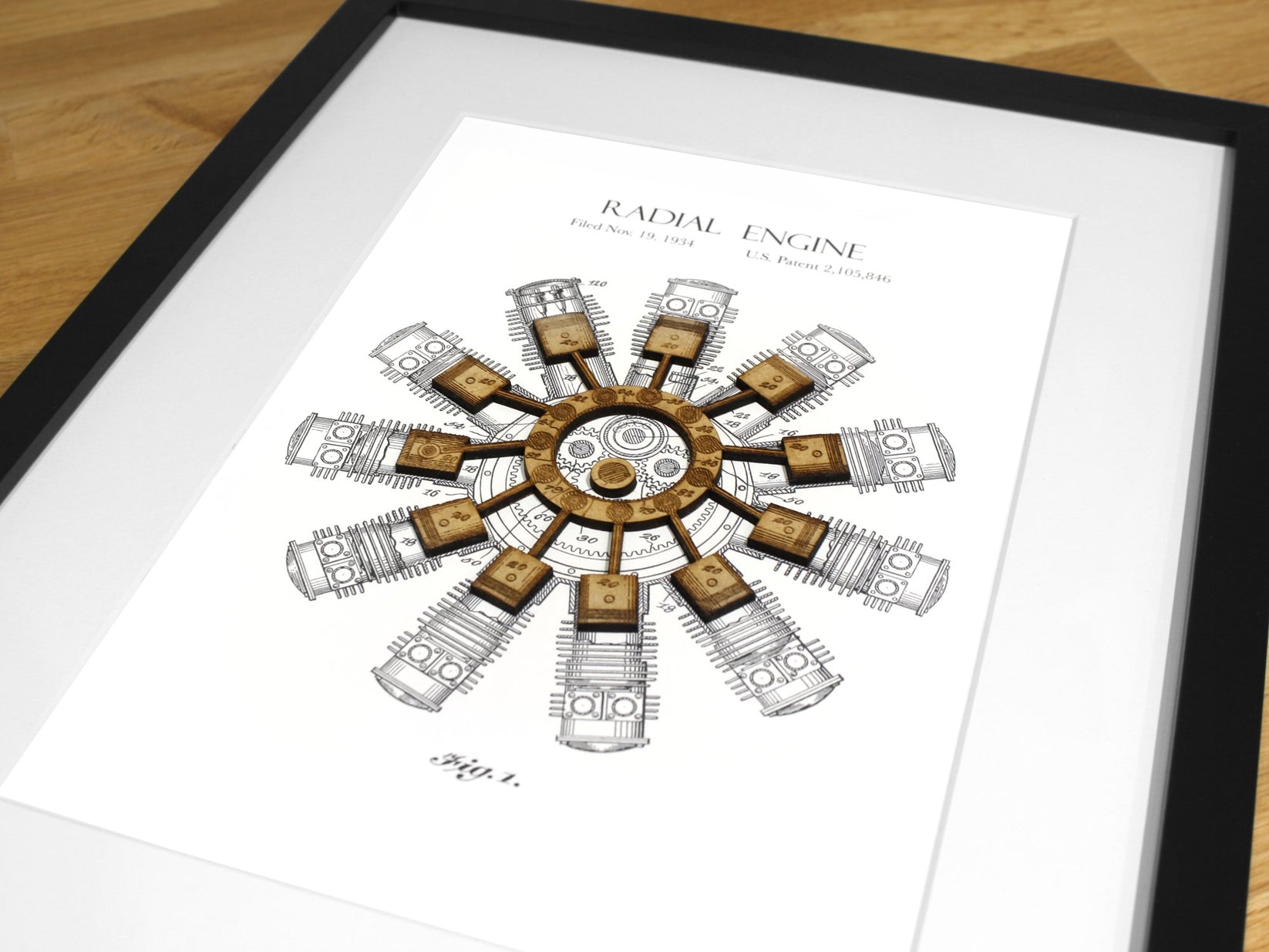 Radial Engine Patent | Aviation Art | Laser Cut Wood Gifts & Art ...