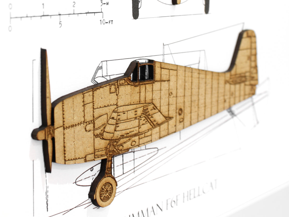 Grumman F6F Hellcat Blueprint Art | Aviation Gift | Laser Cut Wood ...