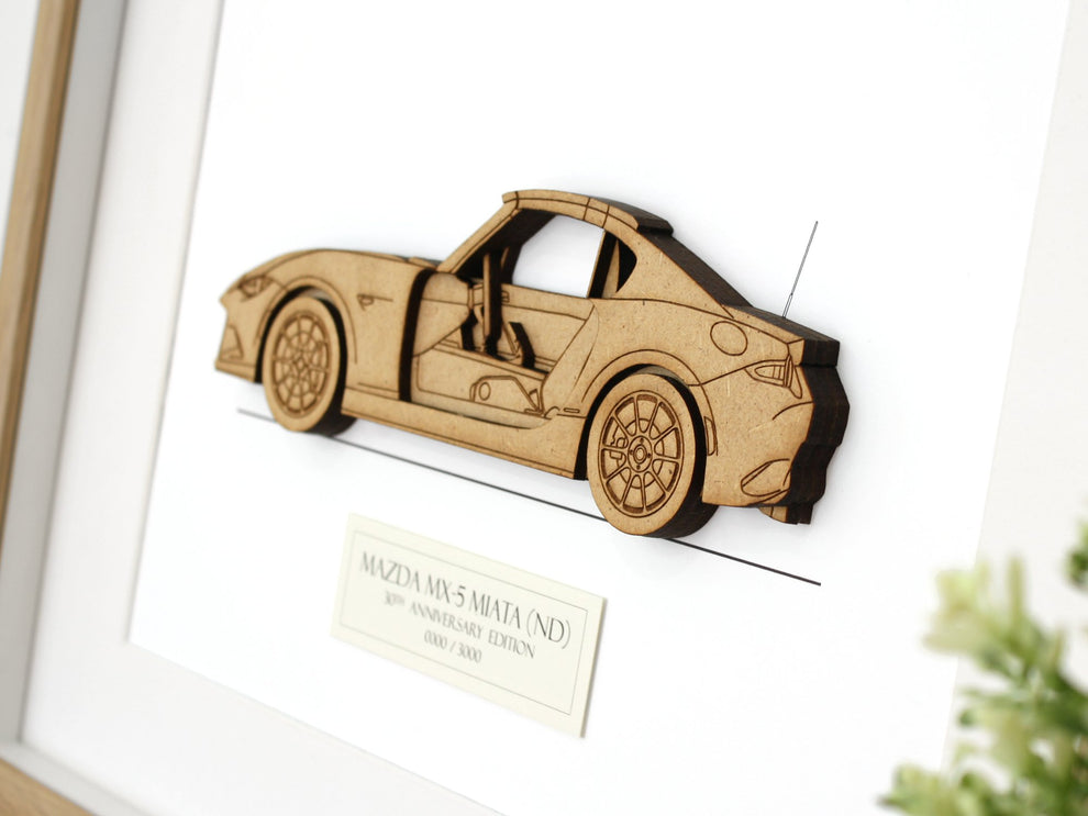 Mazda MX-5 Miata 30th Anniversary Blueprint Art | Laser Cut Wood ...