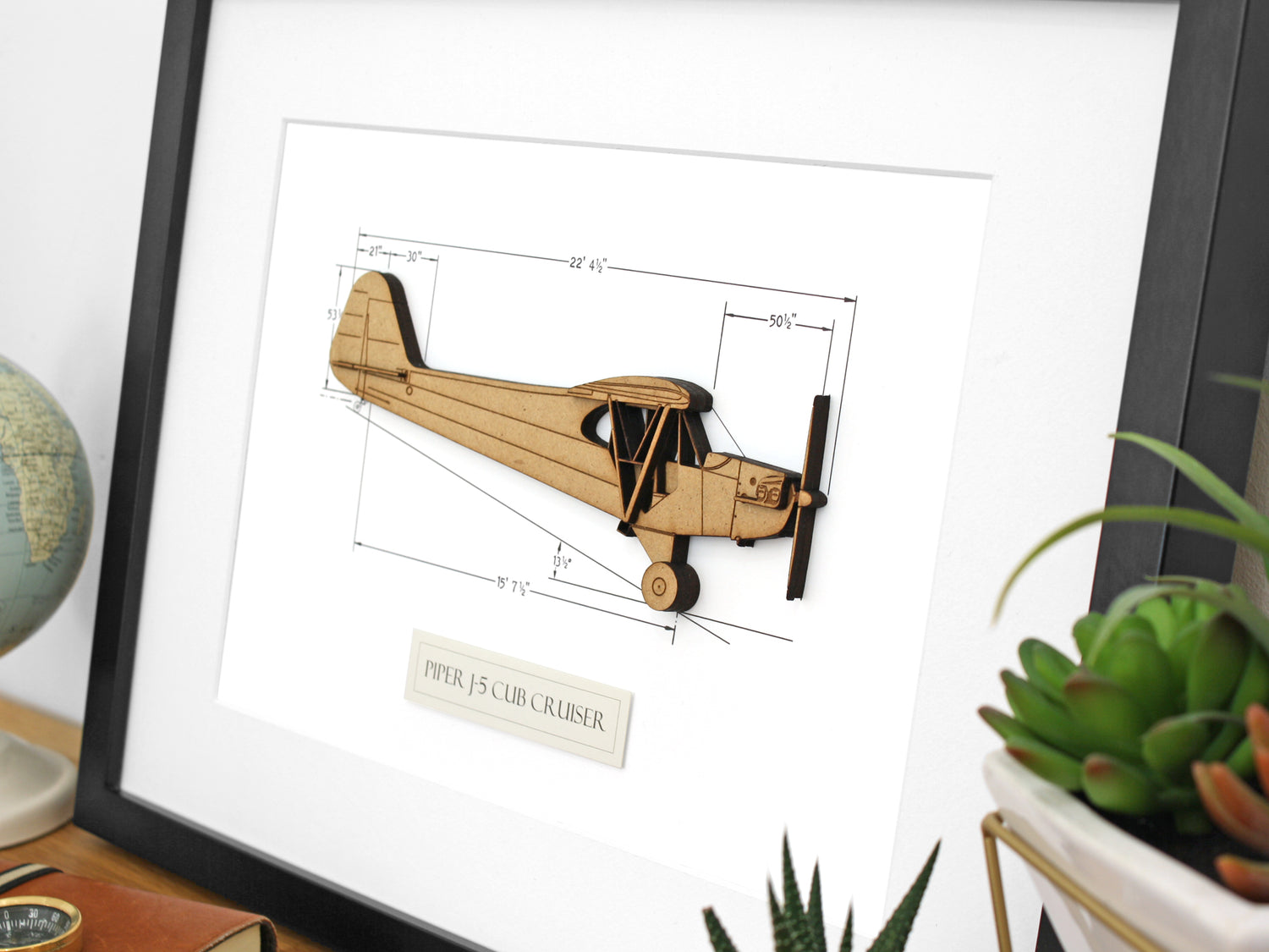 Piper J-5 Cub Cruiser Art | Aviation Decor | Laser Cut Wood Gifts ...