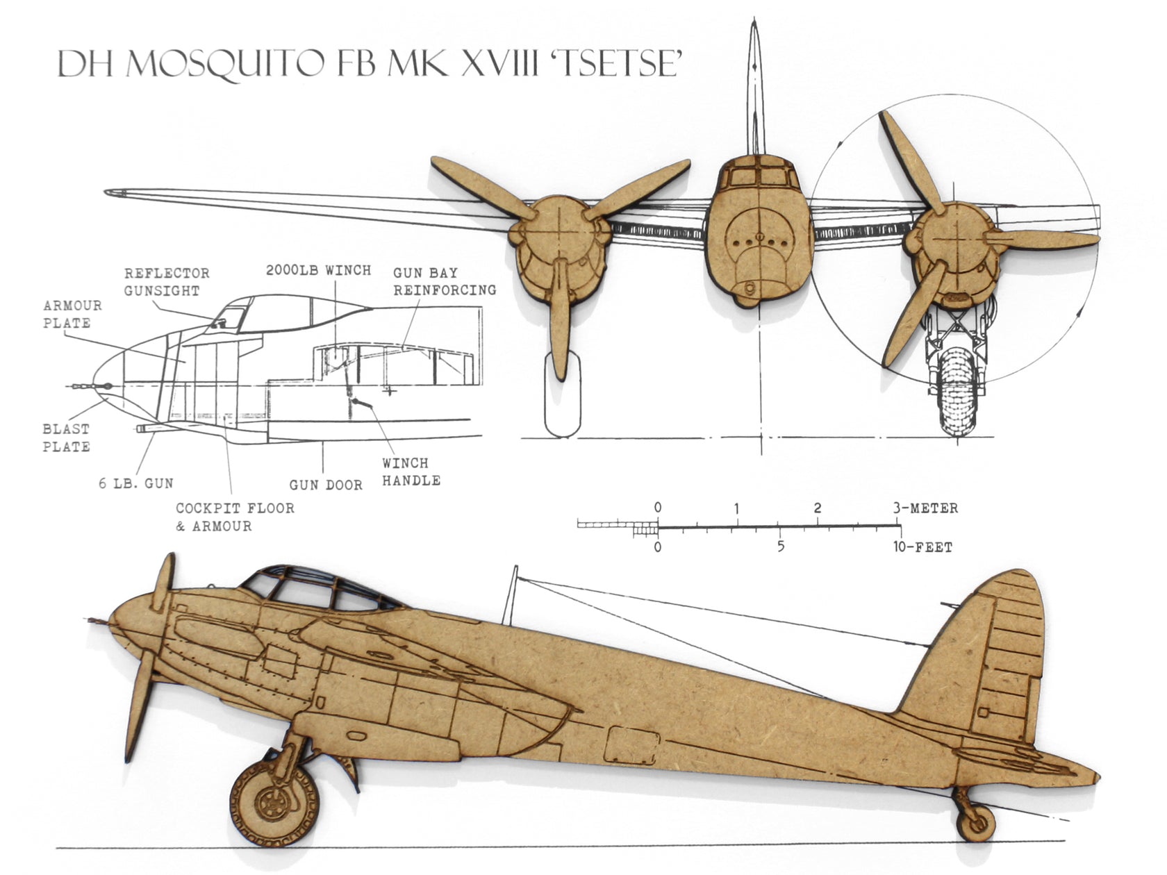 DH Mosquito Blueprint Art | Aviation Decor | Laser Cut Wood – Simply ...