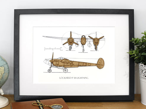 P-38 Lightning Blueprint Art | Aviation Decor | Laser Cut Wood – Simply ...
