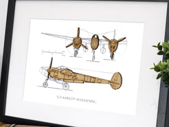 P-38 Lightning Blueprint Art | Aviation Decor | Laser Cut Wood – Simply ...