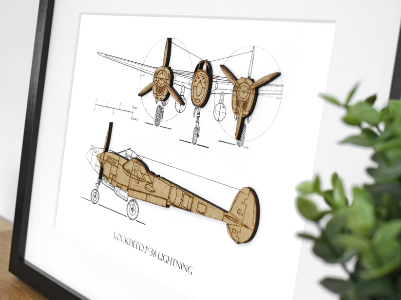 P-38 Lightning Blueprint Art | Aviation Decor | Laser Cut Wood – Simply ...