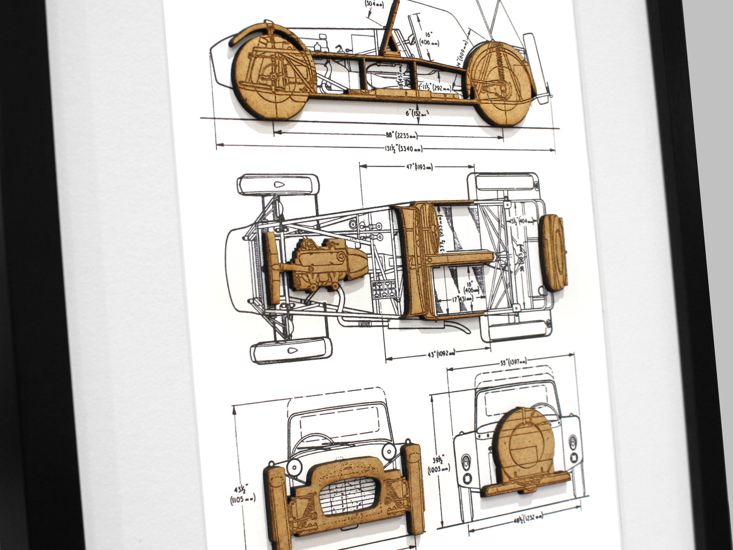 Lotus / Caterham Seven Blueprint | 7 Sports Car Art | Laser Cut Wood ...