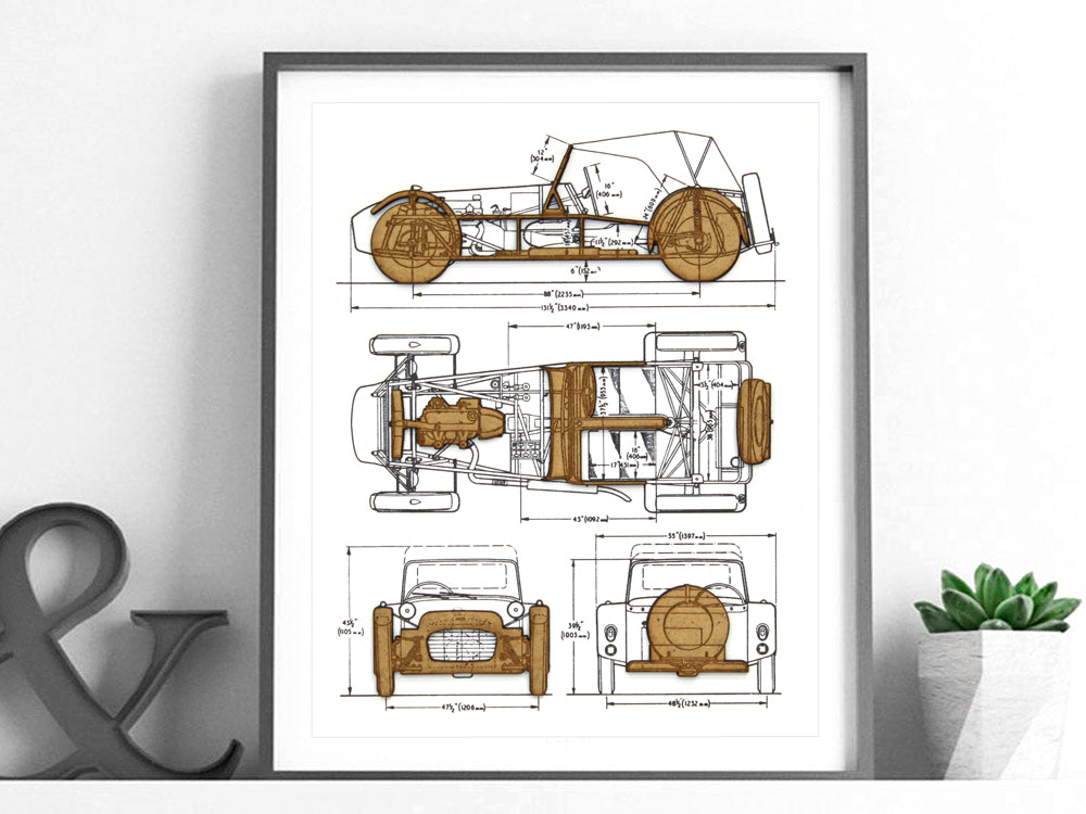 Lotus / Caterham Seven Blueprint | 7 Sports Car Art | Laser Cut Wood ...