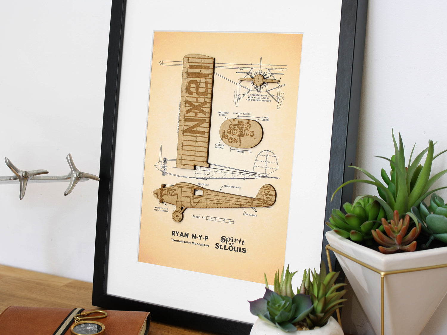 Spirit of St. Louis Blueprint Art | Aviation Gifts | Laser Cut Wood ...