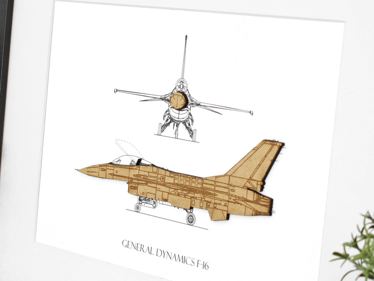 F-16 Blueprint Art | Aviation Decor | Laser Cut Wood – Simply Cut Art
