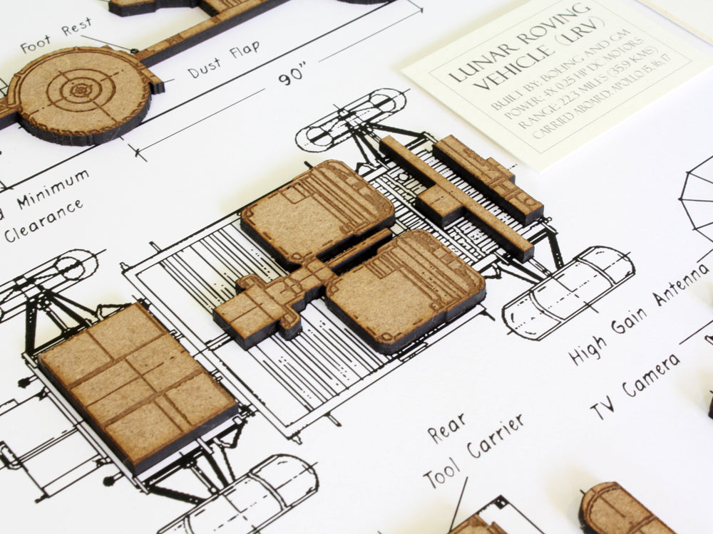 Lunar Rover Blueprint | Space Art | NASA Decor | Laser Cut Wood ...