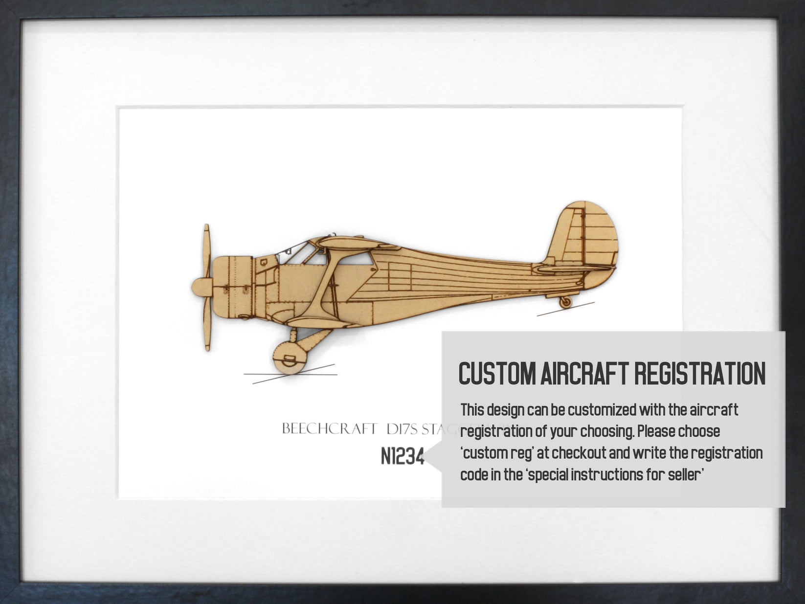 Beechcraft D17S Staggerwing Aviation Art | Laser Cut Gifts & Art ...
