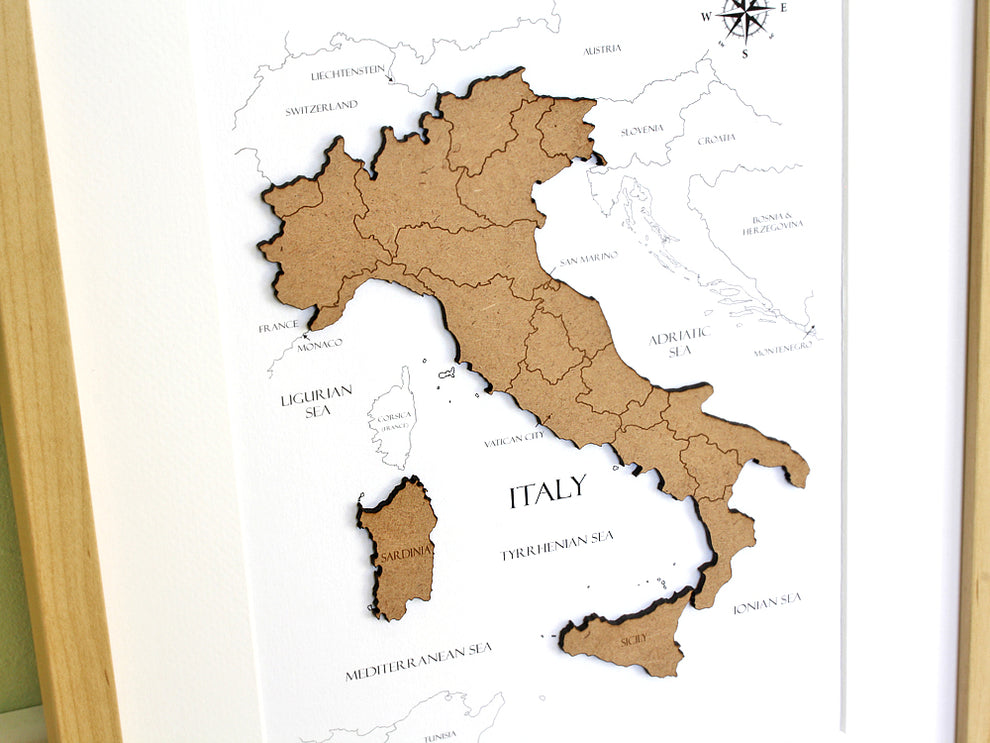 Custom Map of Italy | Italy Map Art | Laser Cut Wood Maps & Gifts ...