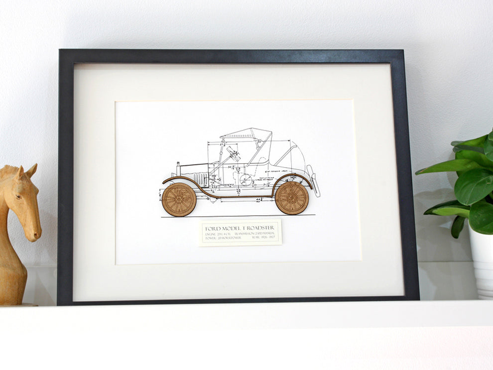 Ford Model T Roadster Blueprint | Automotive Art | Laser Cut Wood ...