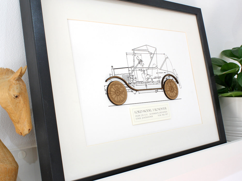 Ford Model T Roadster Blueprint | Automotive Art | Laser Cut Wood ...