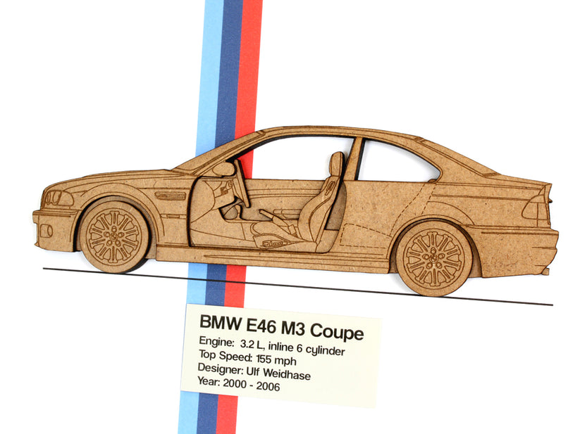BMW M3 E46 Coupe Blueprint Art | Laser Cut Wood Gifts & Art – Simply ...