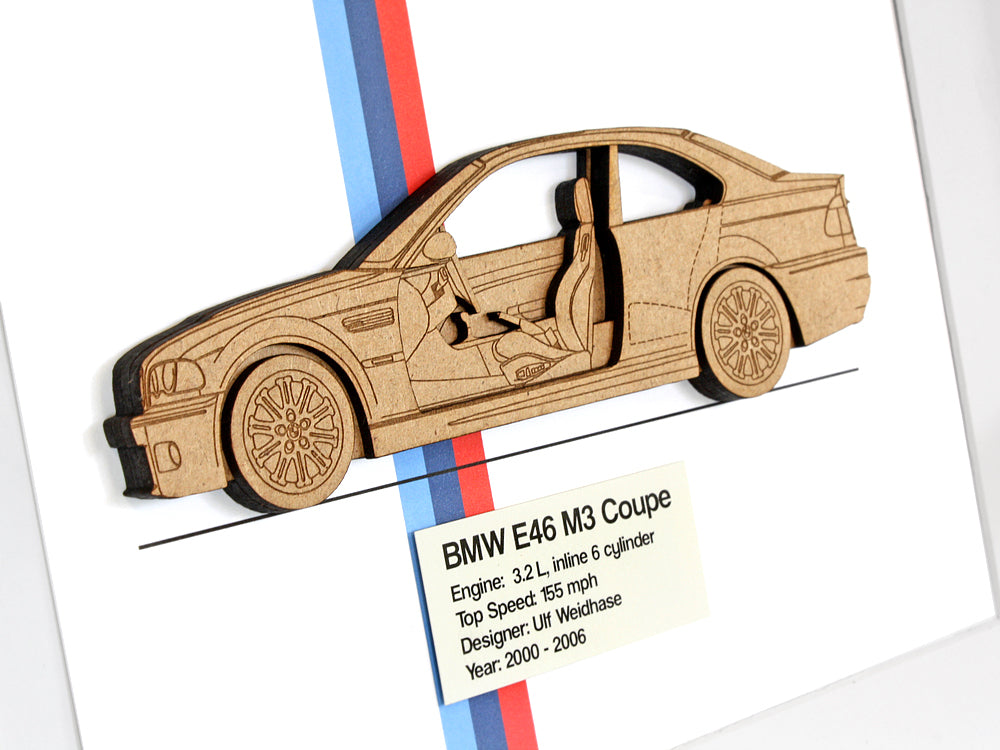BMW M3 E46 Coupe Blueprint Art | Laser Cut Wood Gifts & Art – Simply ...
