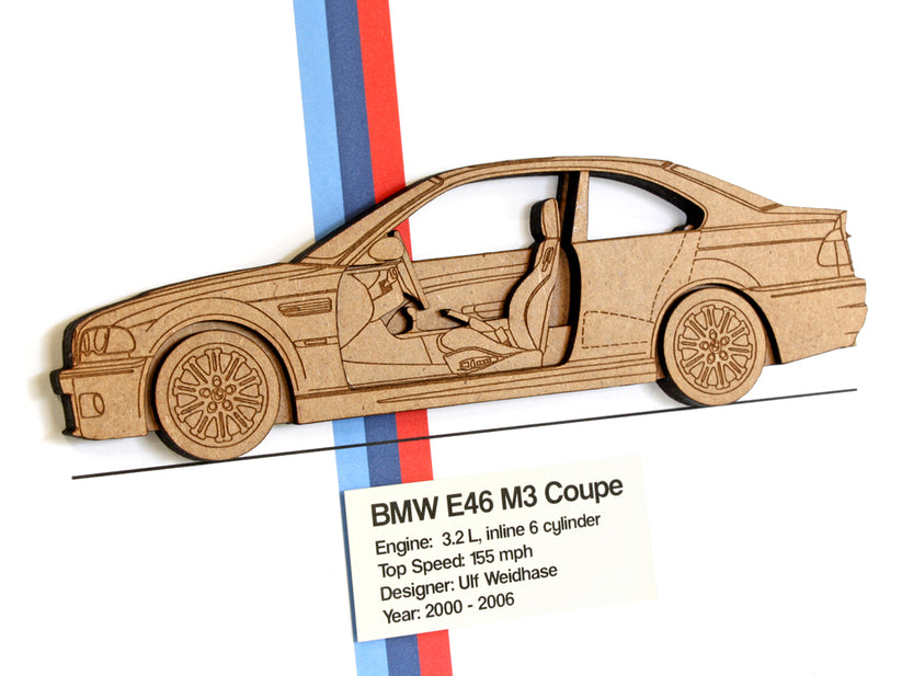 BMW M3 E46 Coupe Blueprint Art | Laser Cut Wood Gifts & Art – Simply ...
