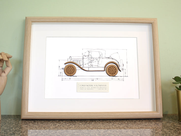 Ford Model A Roadster Blueprint Art | Laser Cut Wood Gifts & Art ...