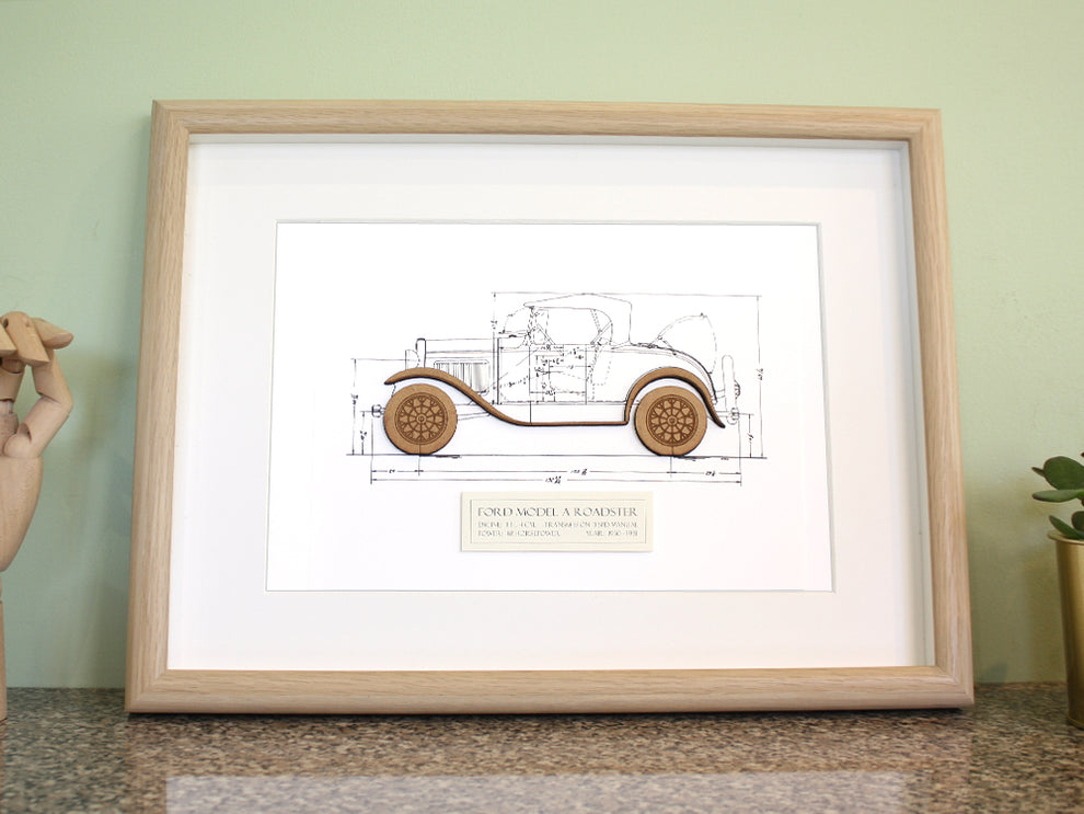Ford Model A Roadster Blueprint Art | Laser Cut Wood Gifts & Art ...