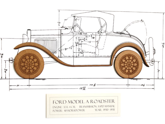 Ford Model A Roadster Blueprint Art | Laser Cut Wood Gifts & Art ...