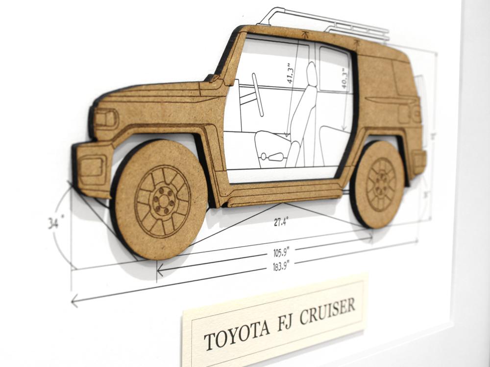 Toyota FJ Cruiser Blueprint Art | Laser Cut Wood Gifts & Art – Simply ...