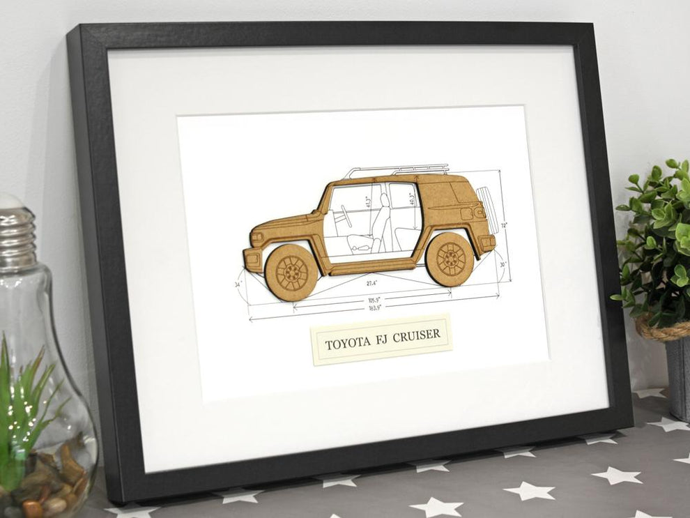 Toyota FJ Cruiser Blueprint Art | Laser Cut Wood Gifts & Art – Simply ...