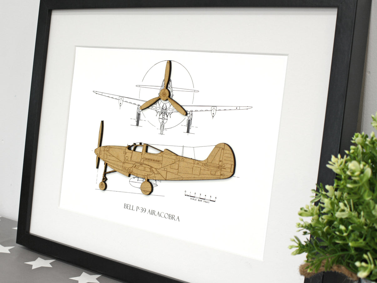 P-39 Airacobra Blueprint Art | Aviation Decor | Laser Cut Wood – Simply ...