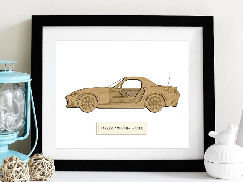 Mazda MX-5 Miata ND Art | Automotive Gifts | Laser Cut Blueprint Art ...